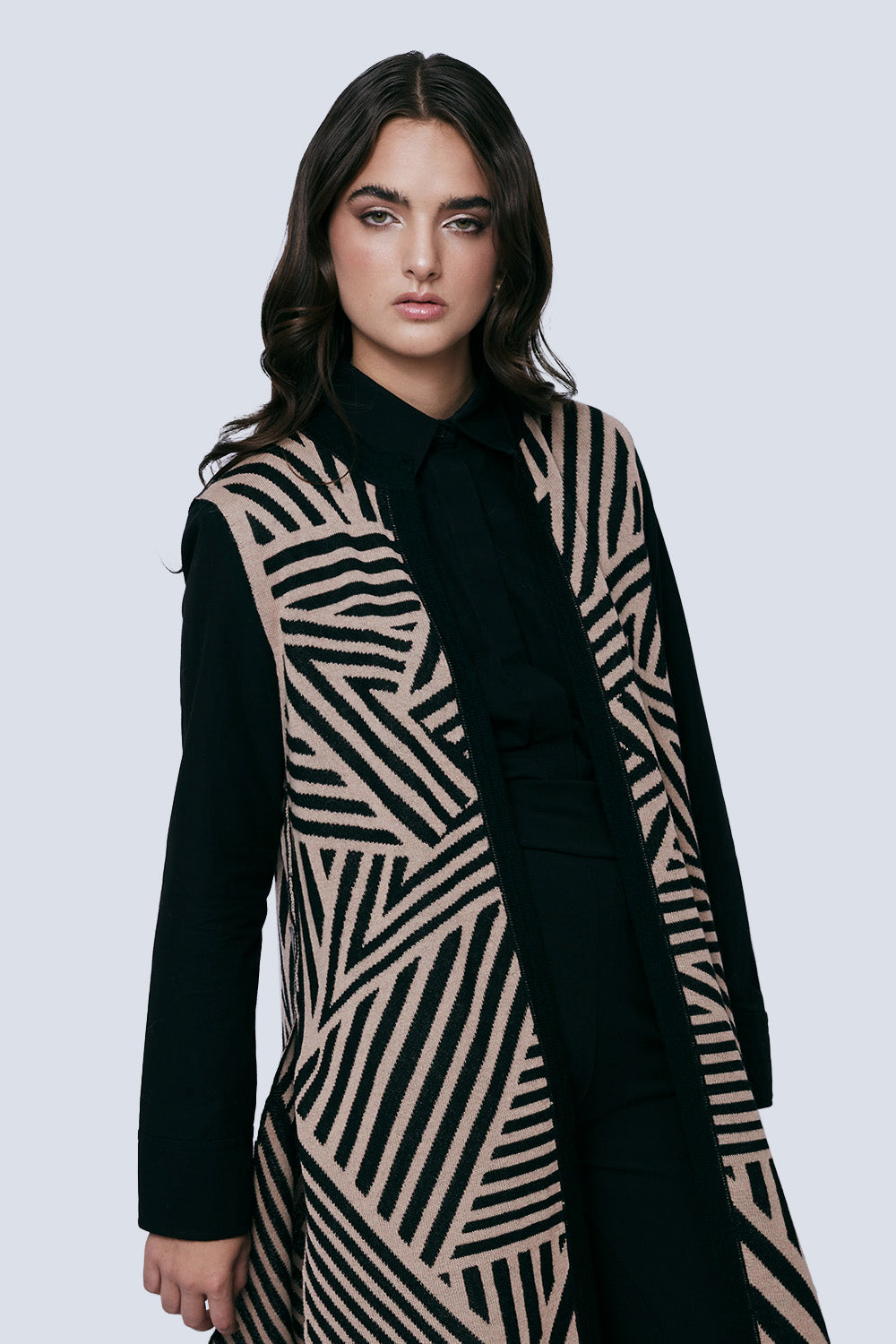 Chaleco Chloe - Beige/Negro – AMANTANI
